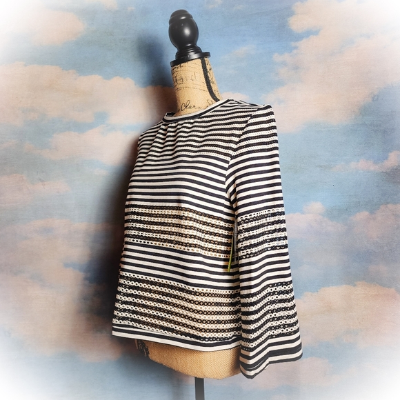 Nicole Miller | Tops | Nicole Miller Artelier Striped Delphine Knit Top ...